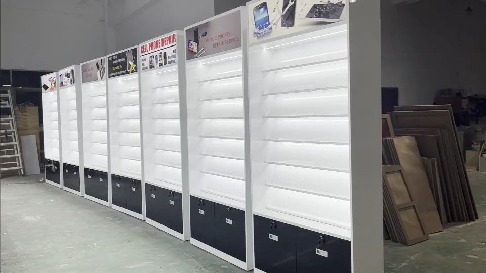 Mobile Phone Shop Interior Design Phone Case Wall Display Cabinet Fancy ...