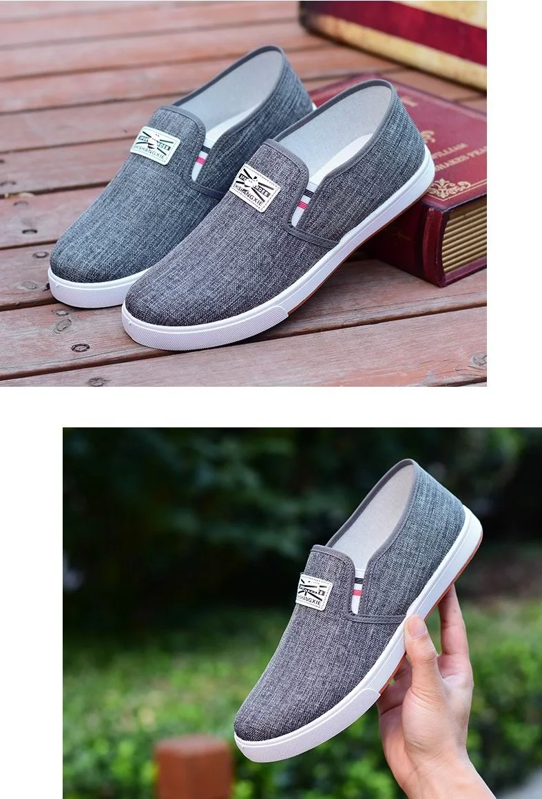 Washed Denim Upper Cheap Men's Fashion Sneakers Slip On Flats Shoes ...