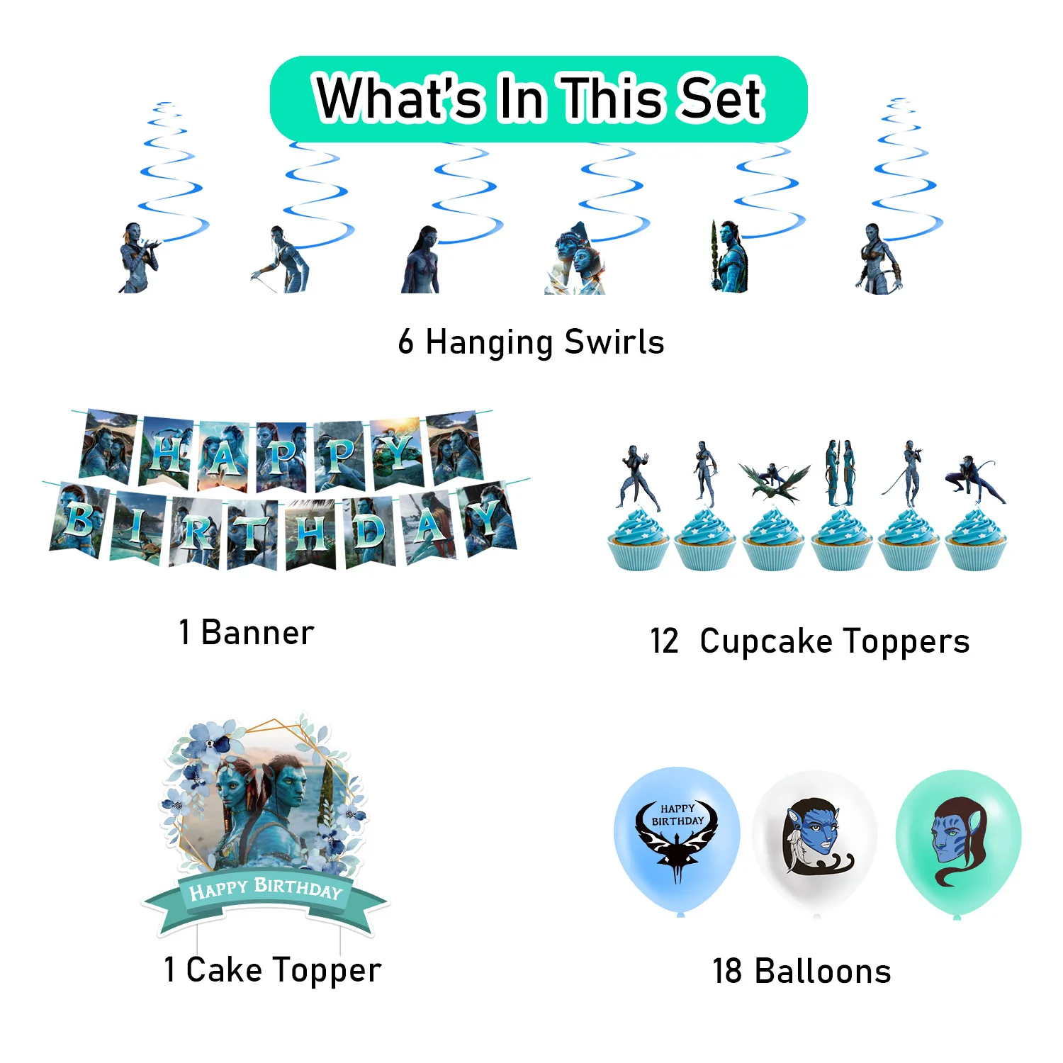 Cartoon Movie Avatar Theme Foil Balloon Boy Girl Birthday Party ...