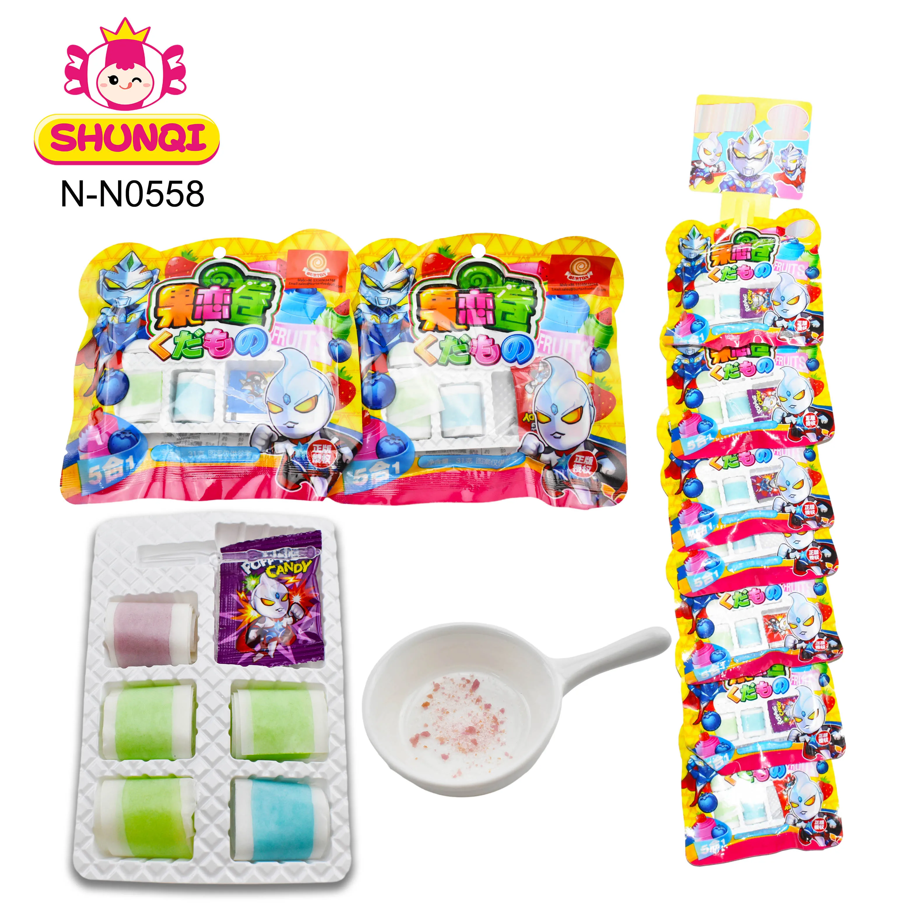 Good Taste 5 In 1 Gummy Mixed Fruit Flavor Gummy Candy Roll With Fruit ...