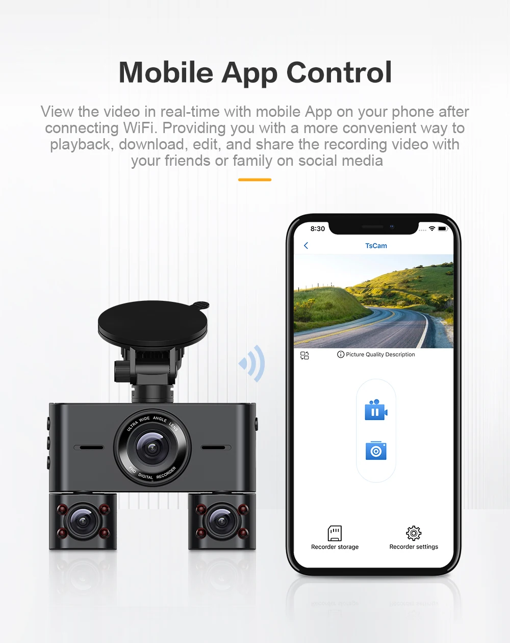4 Channels Dashcam 360 Degree Recorder DVR Car Security