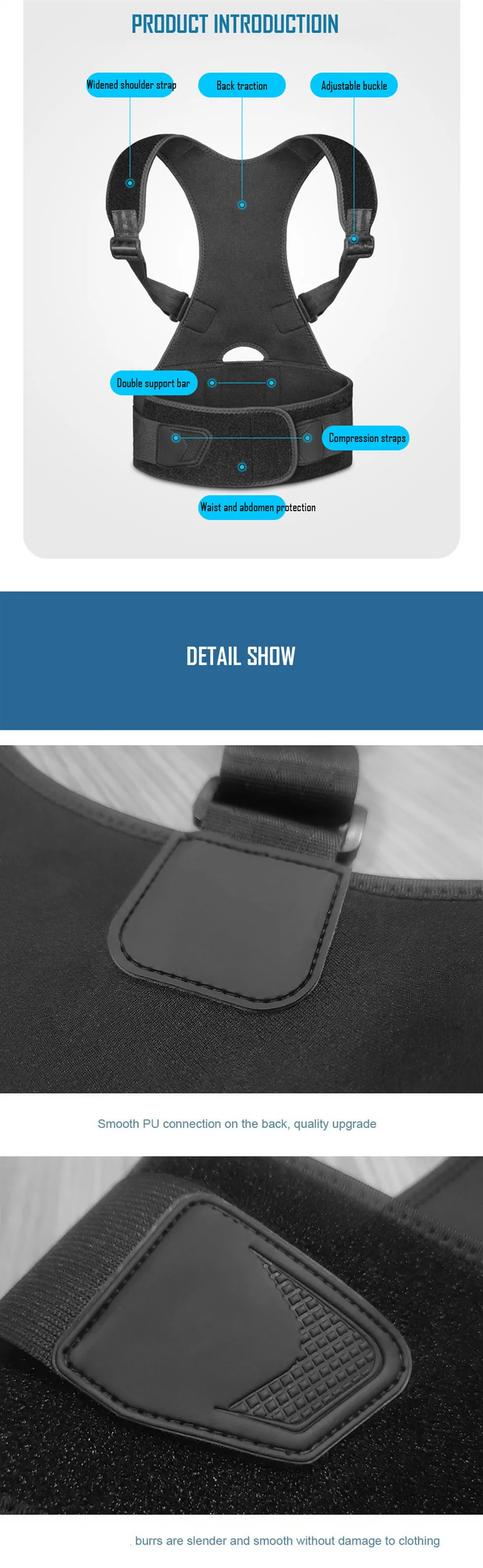 Adjustable Orthopedic Back Shoulder Supports Belt Strap Backbone ...