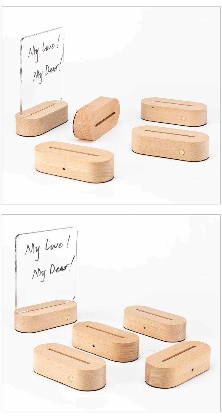 High-quality Solid Wood Round Luminous Base Bottle Creative Diy 3d ...