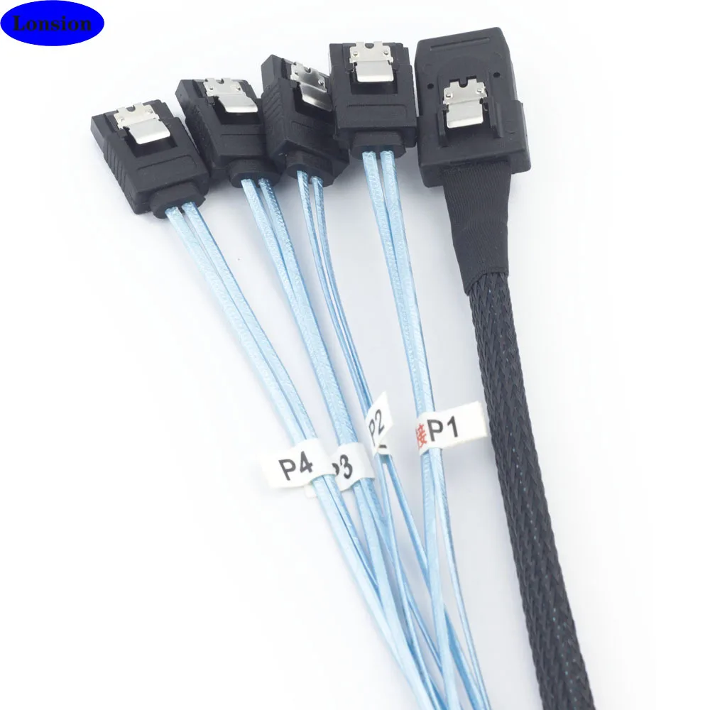 Mini SAS SFF-8087 to 4 Ports SATA Connection Cable for Servers Nylon ...