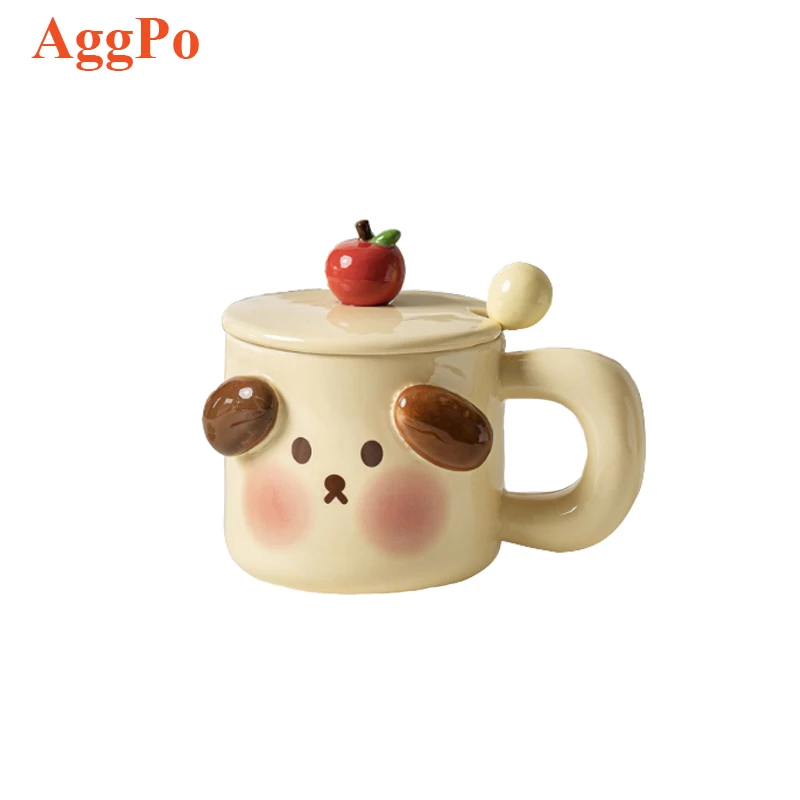 Cute Ceramic Coffee Mug With Lid And Spoon Adorable Tea Cup For Women ...