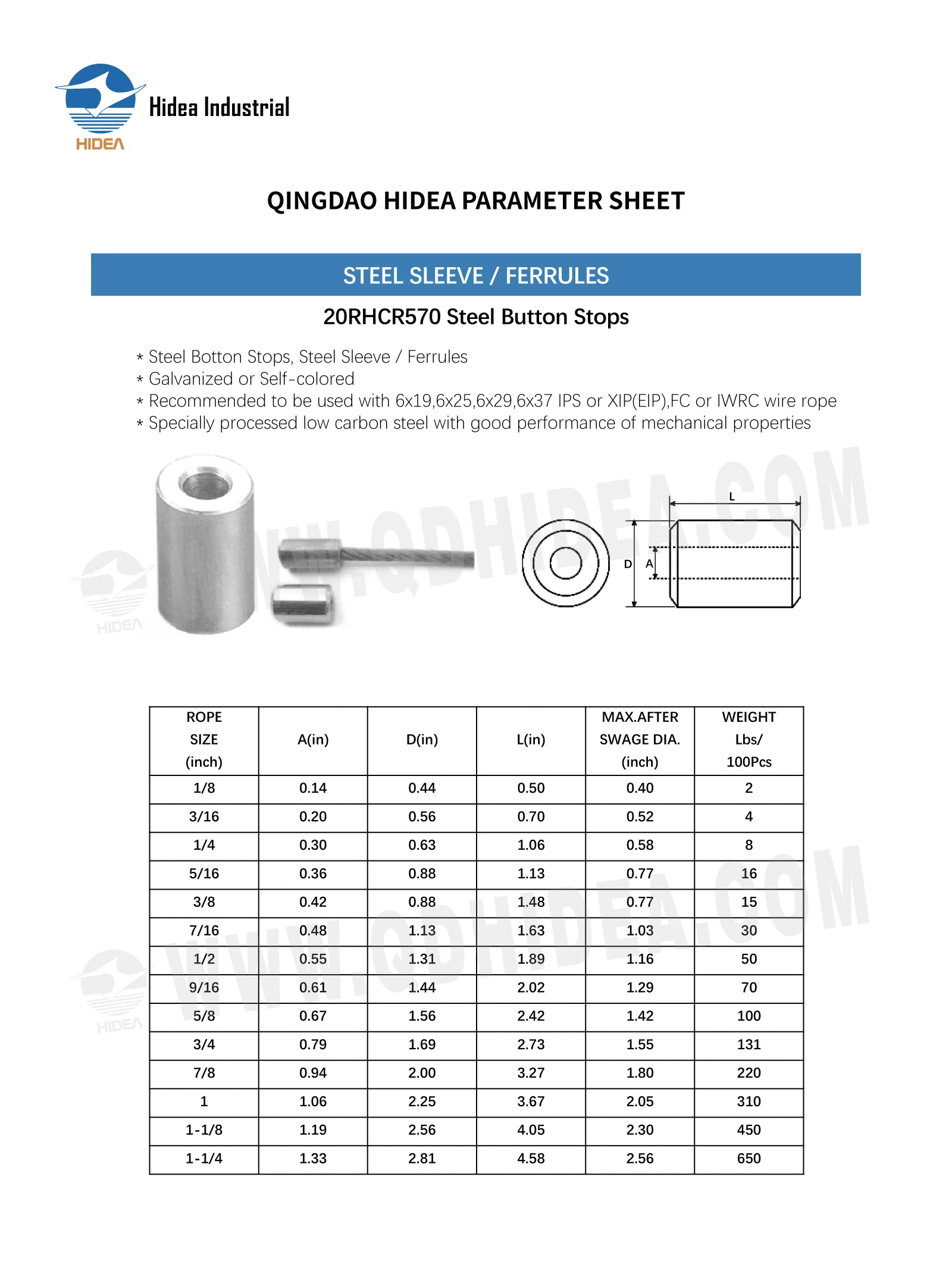 HIDEA Wholesale Custom Wire Rope Ferrule Anti Rust Galvanized Low ...