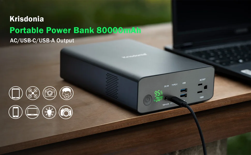 Krisdonia Power Bank - 80000mah Portable Charger for Laptops