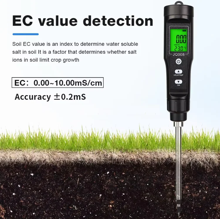 JQ008 High Quality Aquaculture Farm 2 in 1 Temp EC Soil Meter