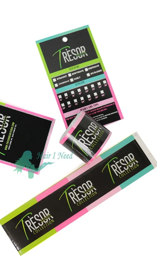 Custom Logo Printing Hair Labels And Hang Tags Self Adhesive Hair ...