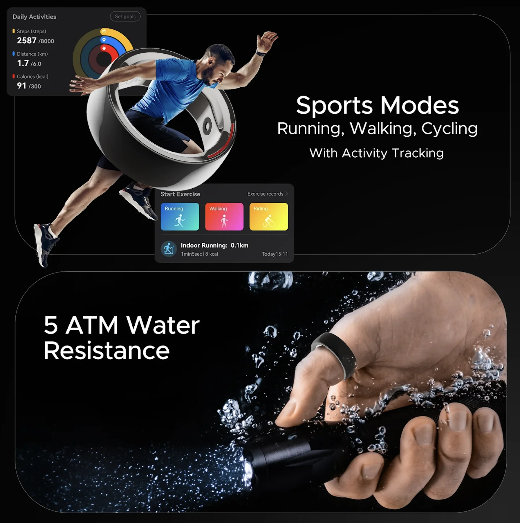 Blood Oxygen Activity Tracking Smart Health Monitor Ring Fashion Custom ...