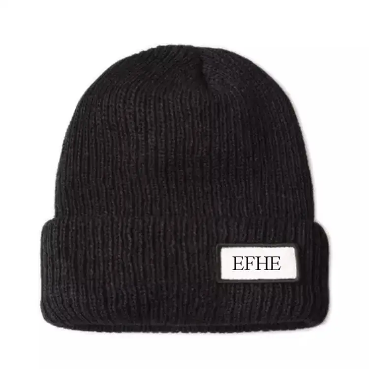 Wholesale Black Toque Custom Knitted Woven Label Acrylic Plain Toque ...