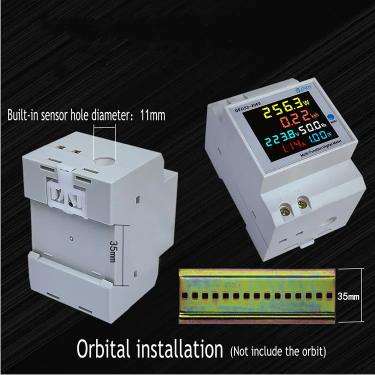 Din Rail Ac Monitor Voltage Current Power Factor Active Kwh Electric ...