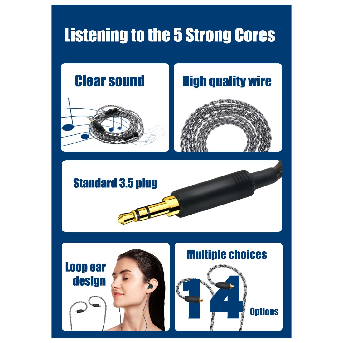 Loop Design Standard 3.5mm Plug With 14 Pin Options, 4-strand square ...