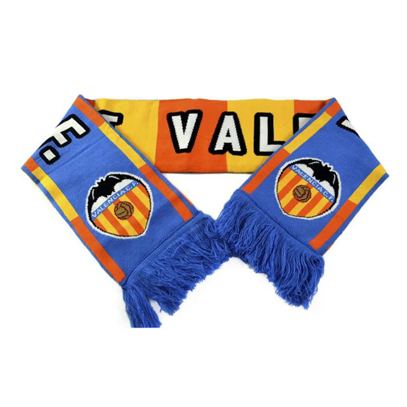 Custom Acrylic Warm Knitted Jacquard Knitted Fans Scarf Sports Football ...