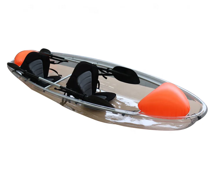 Double Seat Ocean Crystal Bottom Kayak - 2 Person Clear Canoe