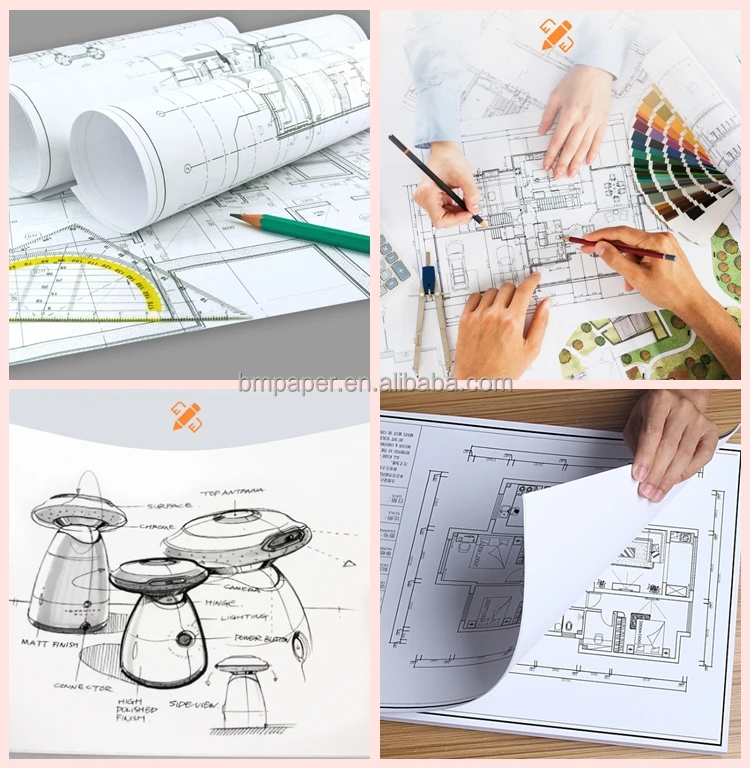 80gsm Plain Paper Roll for HP Designjet Plotter - 24" X 150'