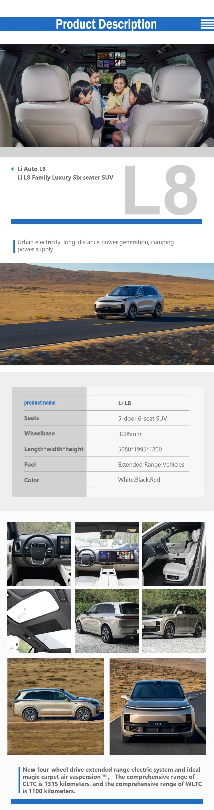 Lixiang L8 Pro Max Luxury Suv New Energy Li Auto L8 Hybrid Cars Luxurious New Energy Vehicles ...