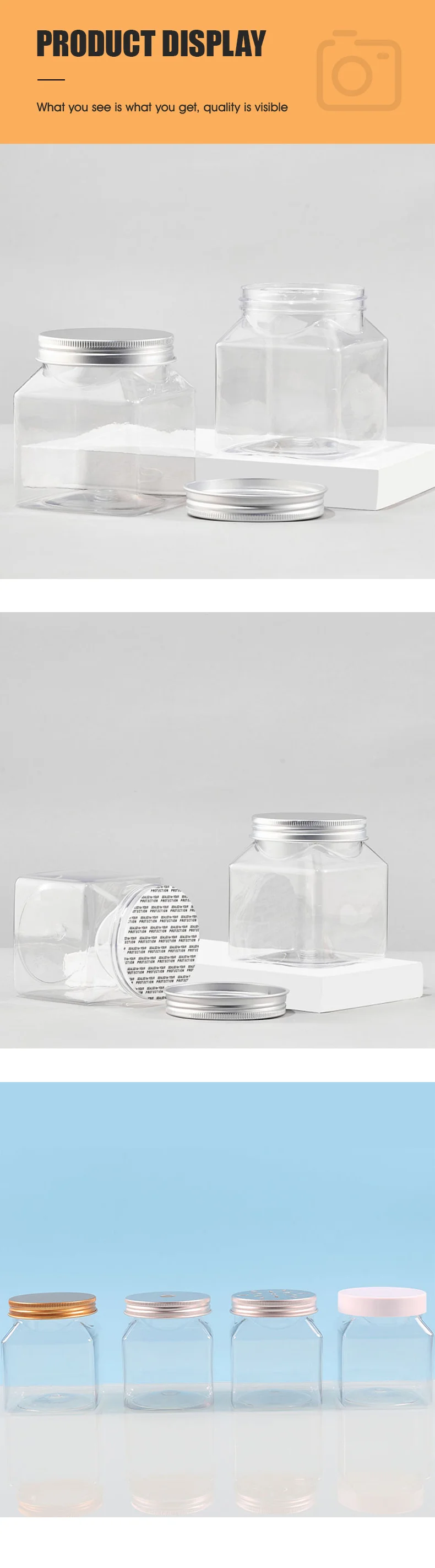 Plastic 68-tooth Transparent Cans,Aluminum Lid Food Cans,300ml Sealed ...