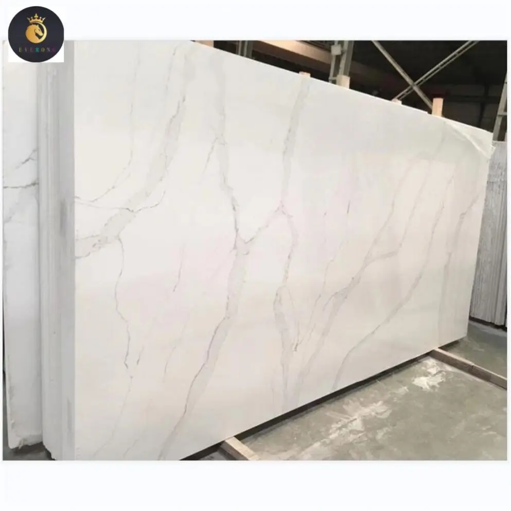Engineered Calacatta Marble White Quartz Slabs Kitchen Countertops ...
