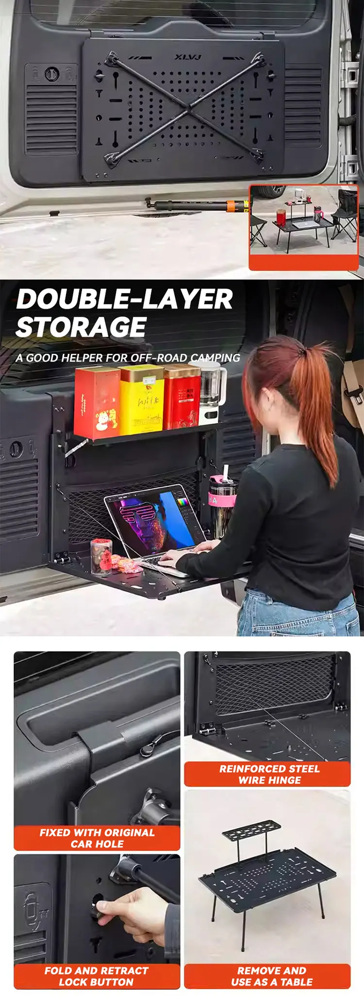 2025 New Upgraded Tailgate Storage Frame Tailgate Folding Table Storage ...