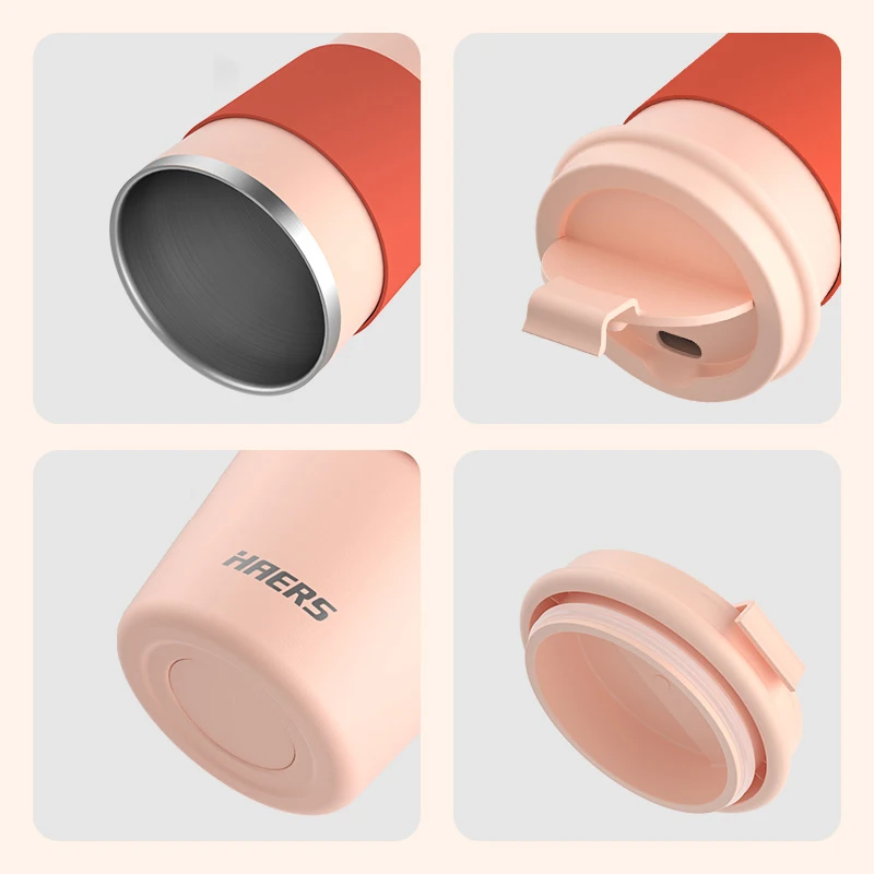 HAERS Portable Coffee Cup with Handgrip Coffee Tumbler 304 Stainless ...