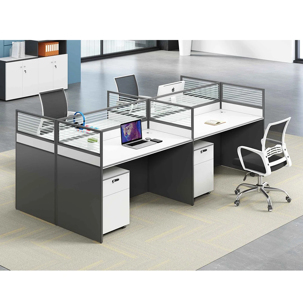 High-end studio desk Laminated workstations Wooden 4 office ...
