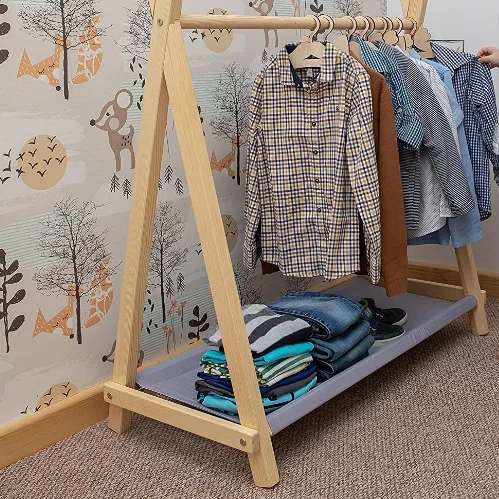 Storage Space Garment Rack Children Wardrobe Teepee Style Clothing Rack ...