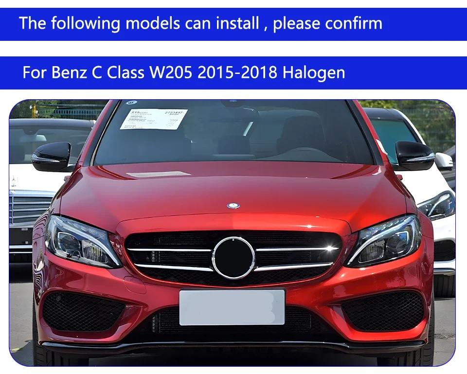 W205 Headlight Upgrade for Benz C Class 2014-2021 C180 C200 C260 C300 LED Head Lamp Projector ...