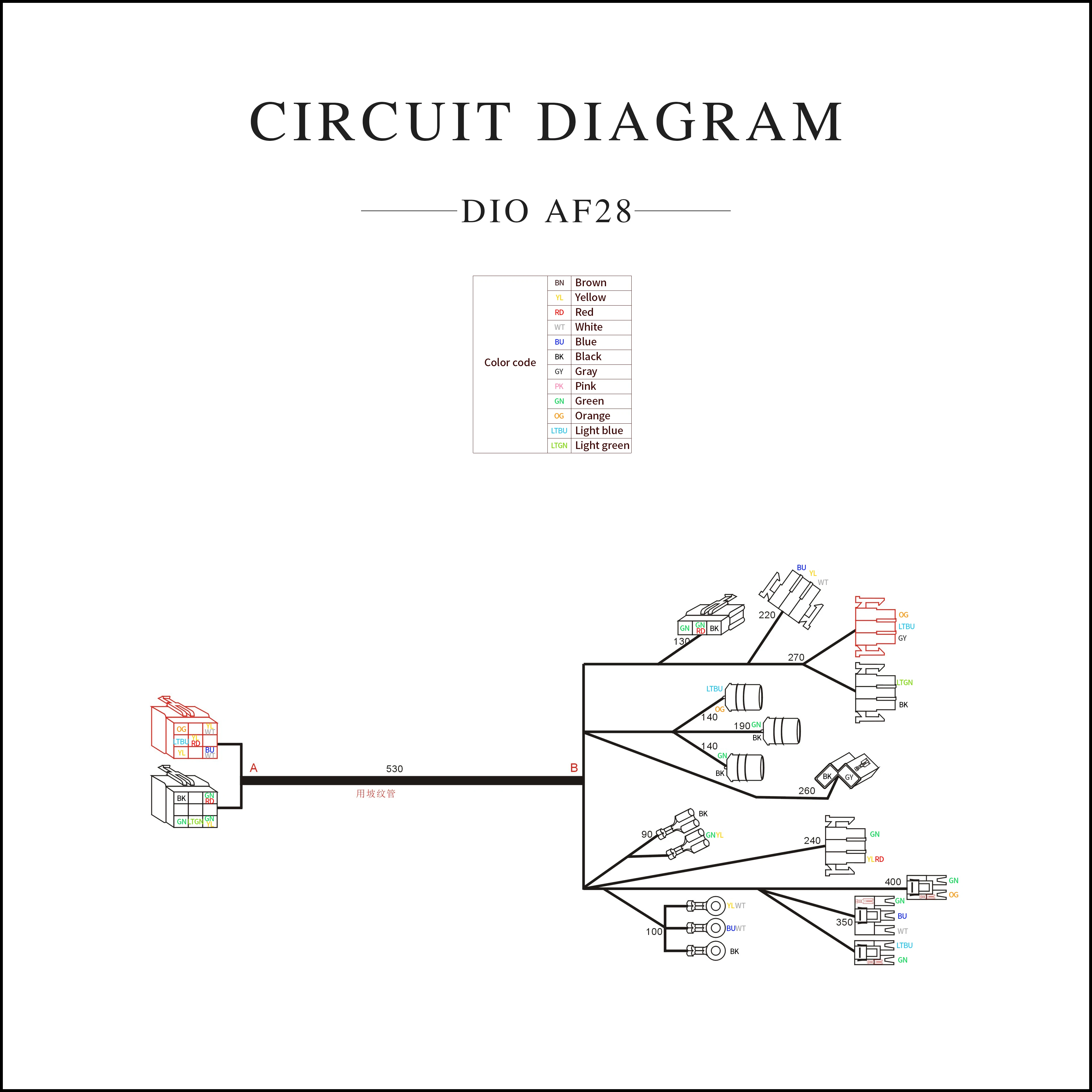 Customized Motorcycle Harness Wire for DIO AF28 50cc