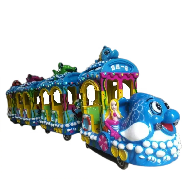 Whale-Shaped Train Carnival Rides Beautiful Ocean Theme Track Train for ...