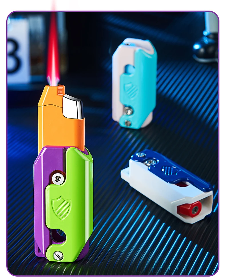 2024 Hot Sale Fancy Carrot Knife Gas Inflatable Red Flame Smoking Cigarette Windproof Inflatable ...