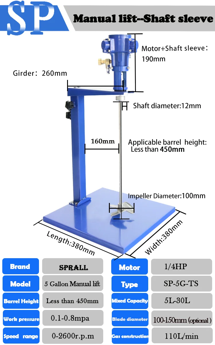 SPRALL Paint Mixer - Efficient 5 Gallon Adhesive Stirrer