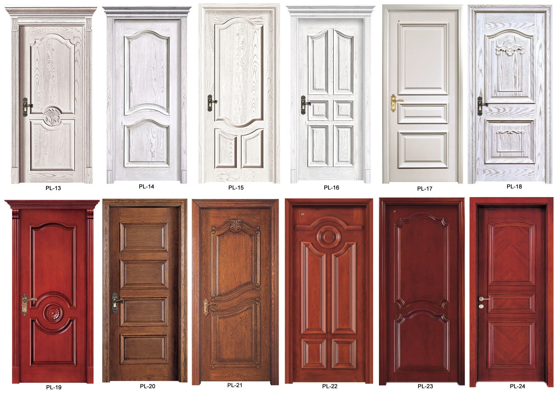 Customized Natural Solid Wood Panel Door Design Interior