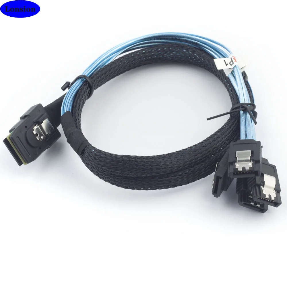 Mini SAS SFF-8087 to 4 Ports SATA Connection Cable for Servers Nylon ...