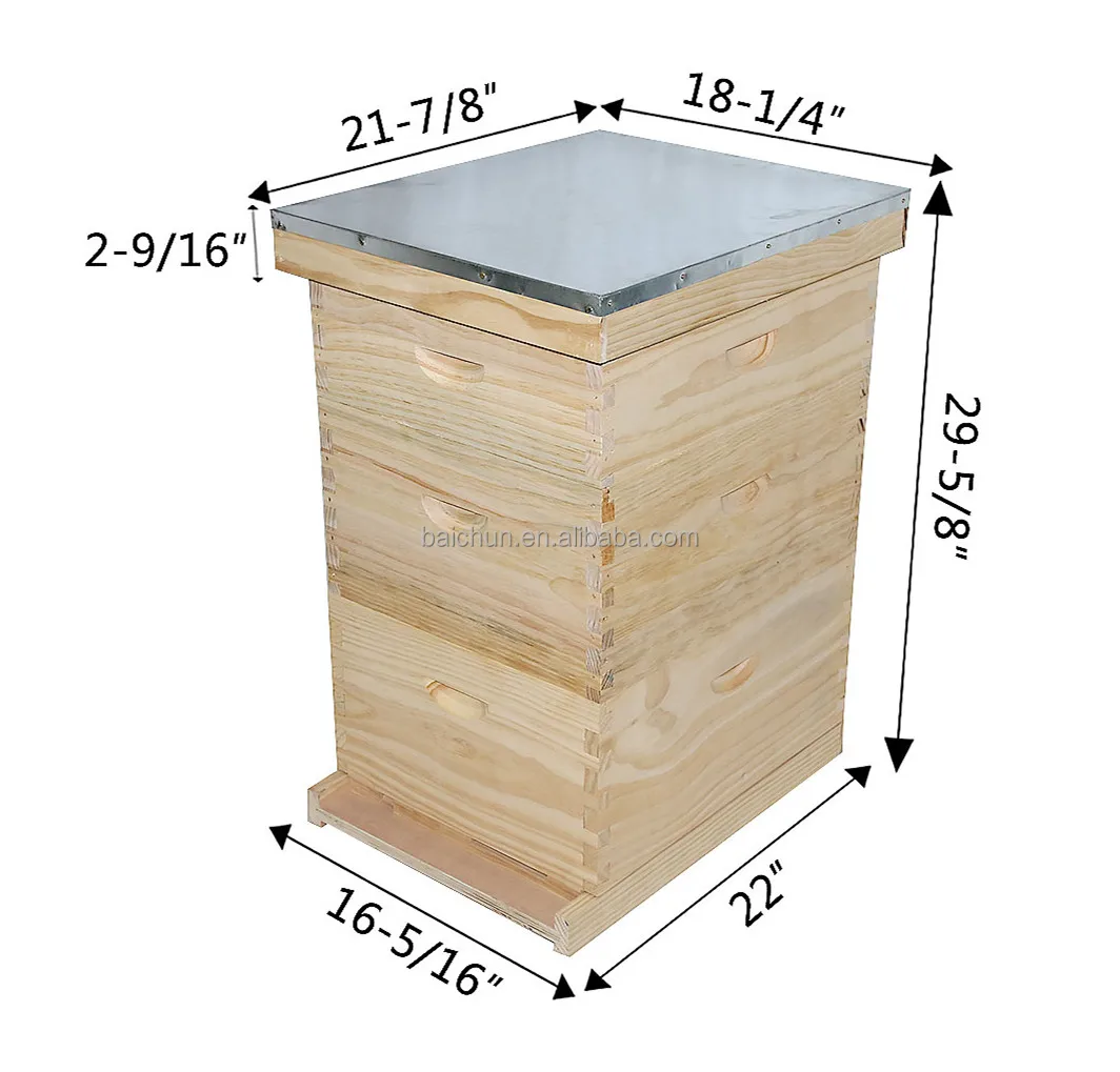 10 Frame Type Bee Hive 1 Deep 2 Medium Langstroth Beehive Pine/ Fir ...