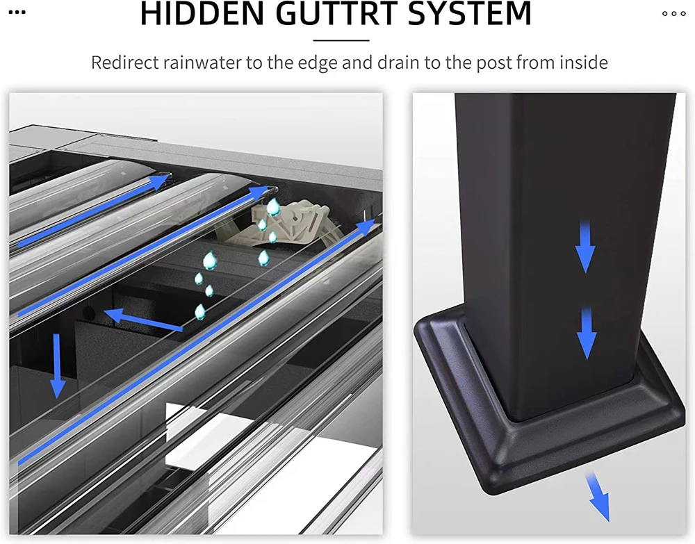 3x3 3x4 With Led Light Shading For Louvre Retractable Roof Pergola ...