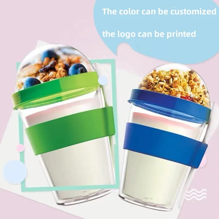 Portable Plastic Blue Overnight Oats Oatmeal Jar Fruit Vegetable Yogurt ...