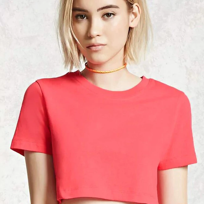 Fashion Latest Design Crop Top Slim Fit Cotton Crop T Shirt For Women ...