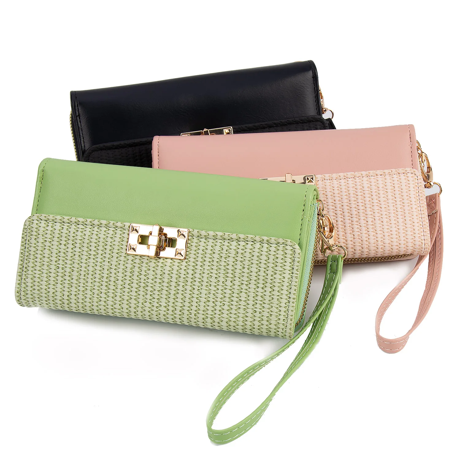 Designer trifold long clutch bag luxury leather wallet purse ladies ...