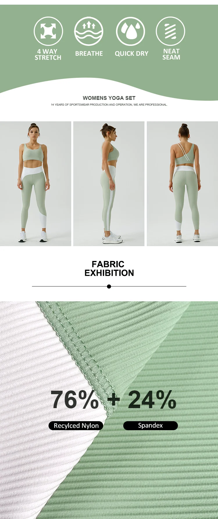 Hingto Custom 2024 Recycle Sports Bra Athletic Women Fitness Gym Workout 2 Piece Pant Leggings ...