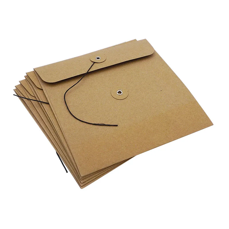 Custom Office Kraft Paper File Folder Envelope With Button and String Document Organizer File ...