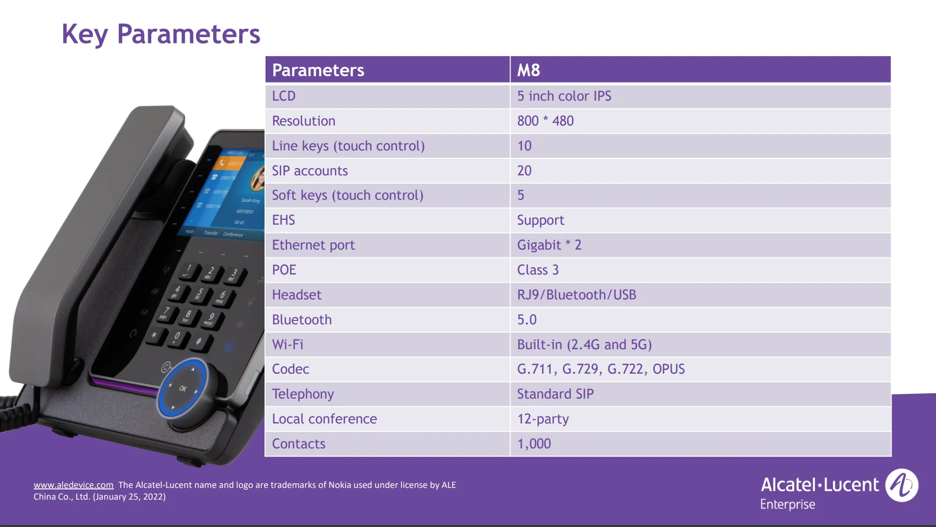 ALE Myriad Series SIP Phone DeskPhone M8 replace Yealink SIP-T53 T53W ...