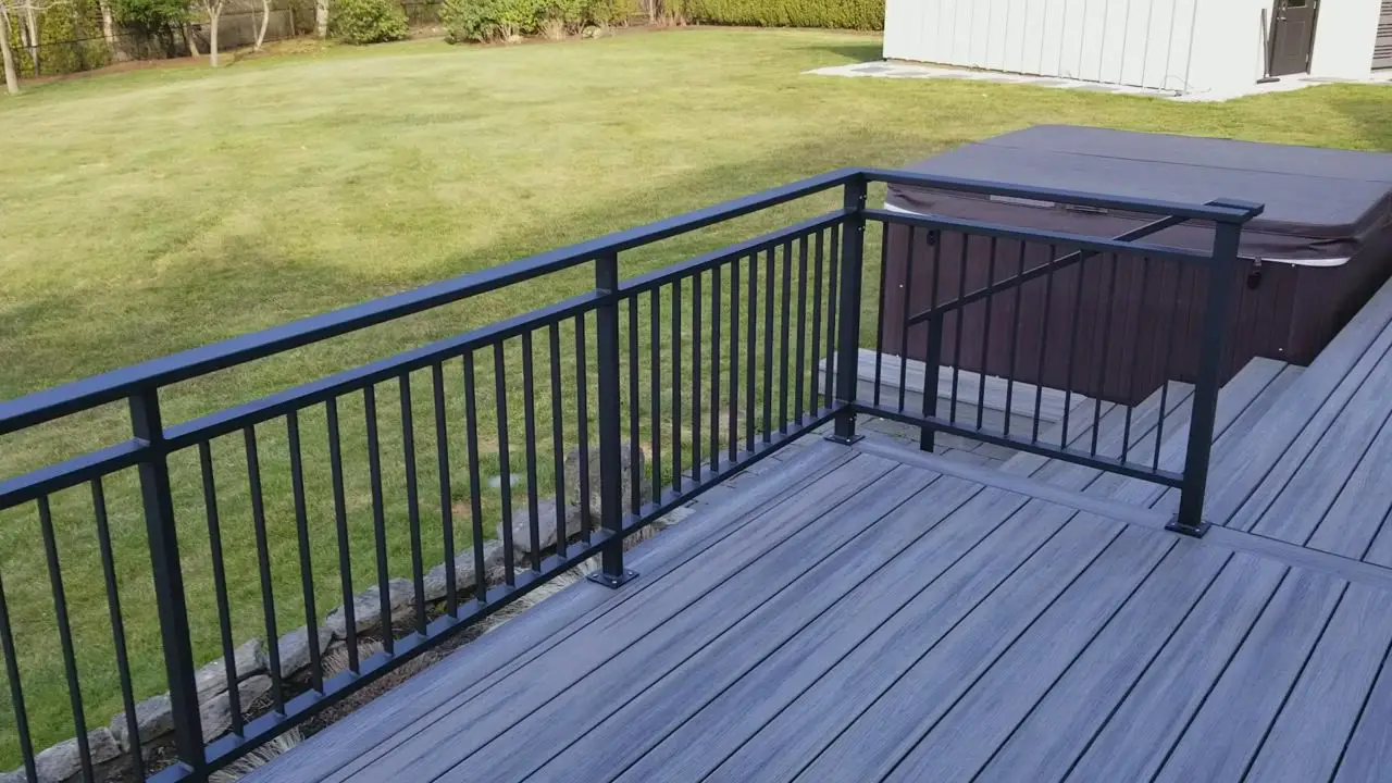 Exterior Powder Coated Black Aluminum Deck Railing For Balcony Handrail ...