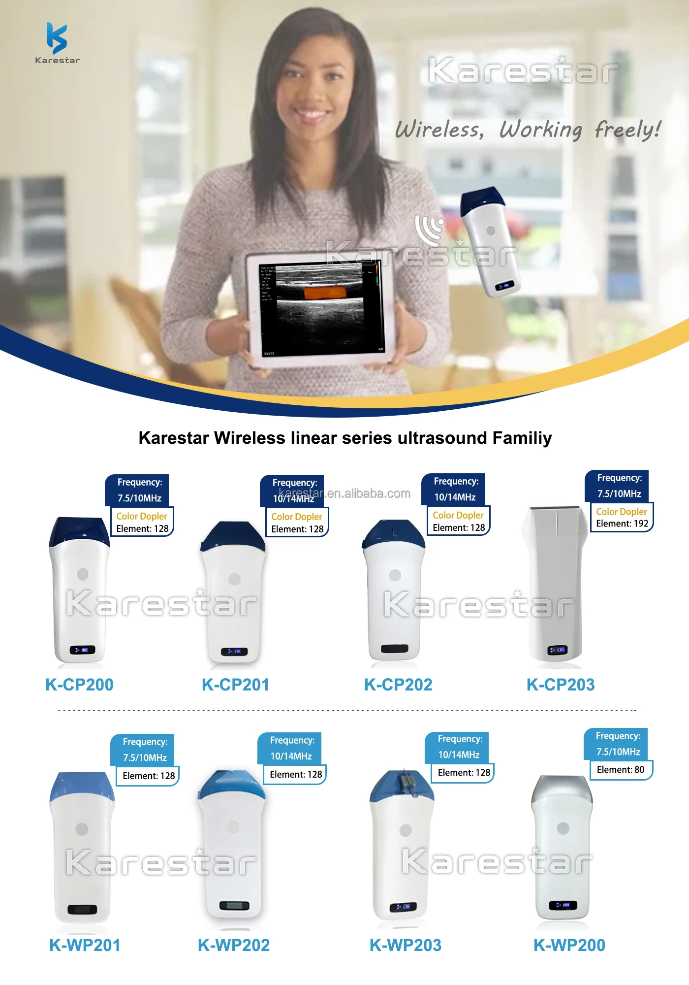 K-wp200 Wifi Handheld Portable Ultrasound Linear Probe Wireless Probe ...