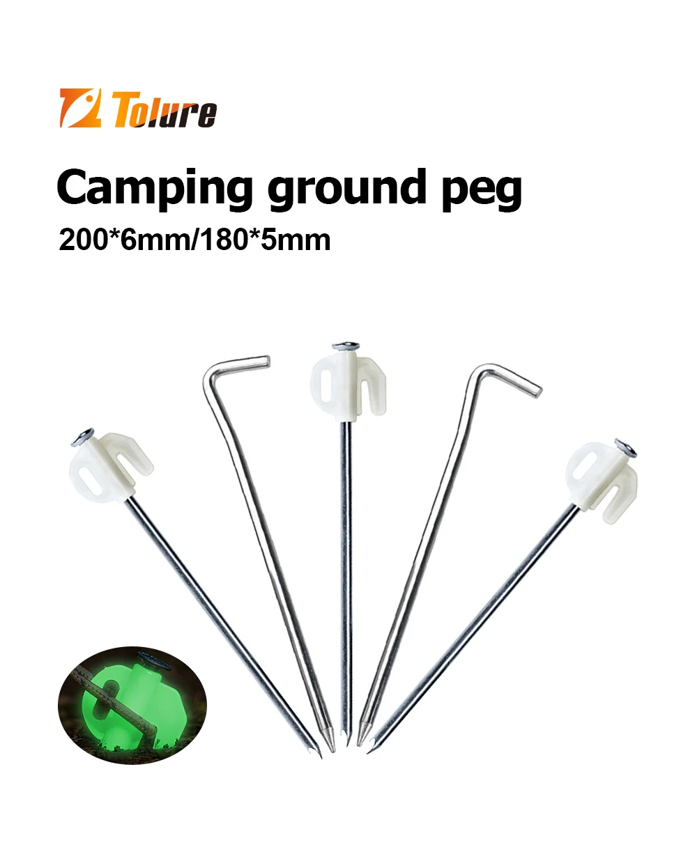 Outdoor Luminous Ground Pegs Super Heavy Duty Threaded Tent Stakes ...