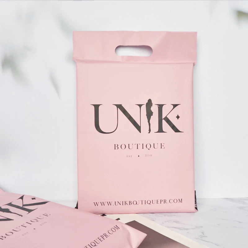 Custom Printed Logo Matte Pink Plastic Poly Mailer