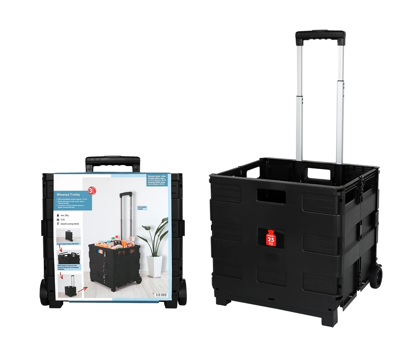 Foldable Plastic Shopping Trolley Tool Trolley with Big Wheels ...