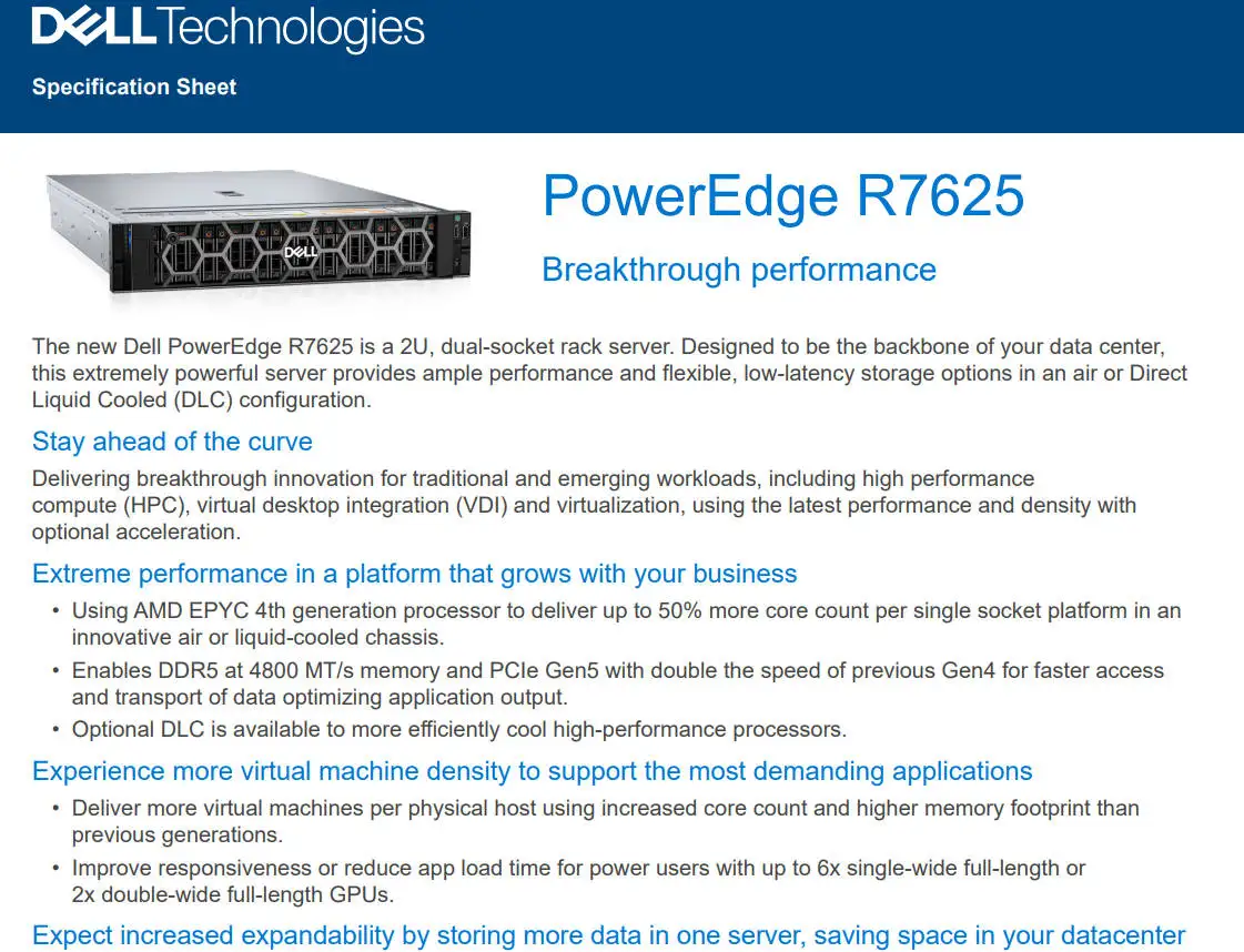 High Quality Poweredge R7625 Ddr5-4800 2.5*16mvne Dual-socket With Amd ...