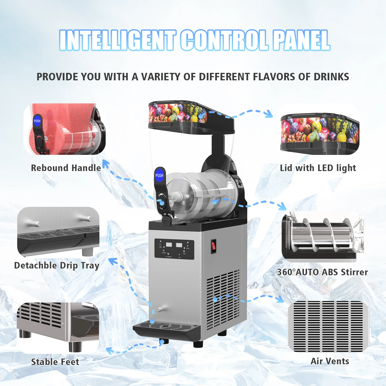 New Stainless Steel Slush Machine 3 Flavor Slush Machine for ...
