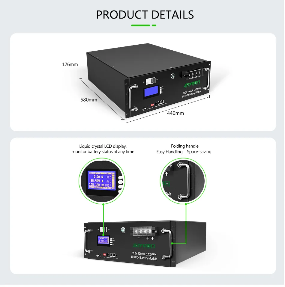 51.2V 100ah Server Rack Lithium-Ion LFP Battery Pack 5kwh